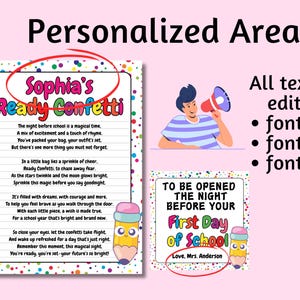 Editable Ready Confetti First Day of School Printable Poem Night Before ...
