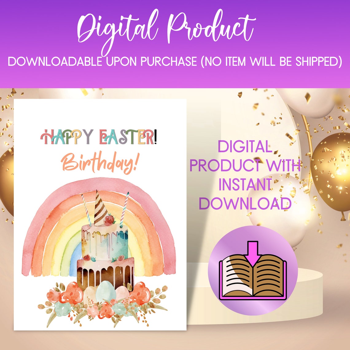 Easter Birthday Card Happy Birthday Card at Easter Greetings Card for ...