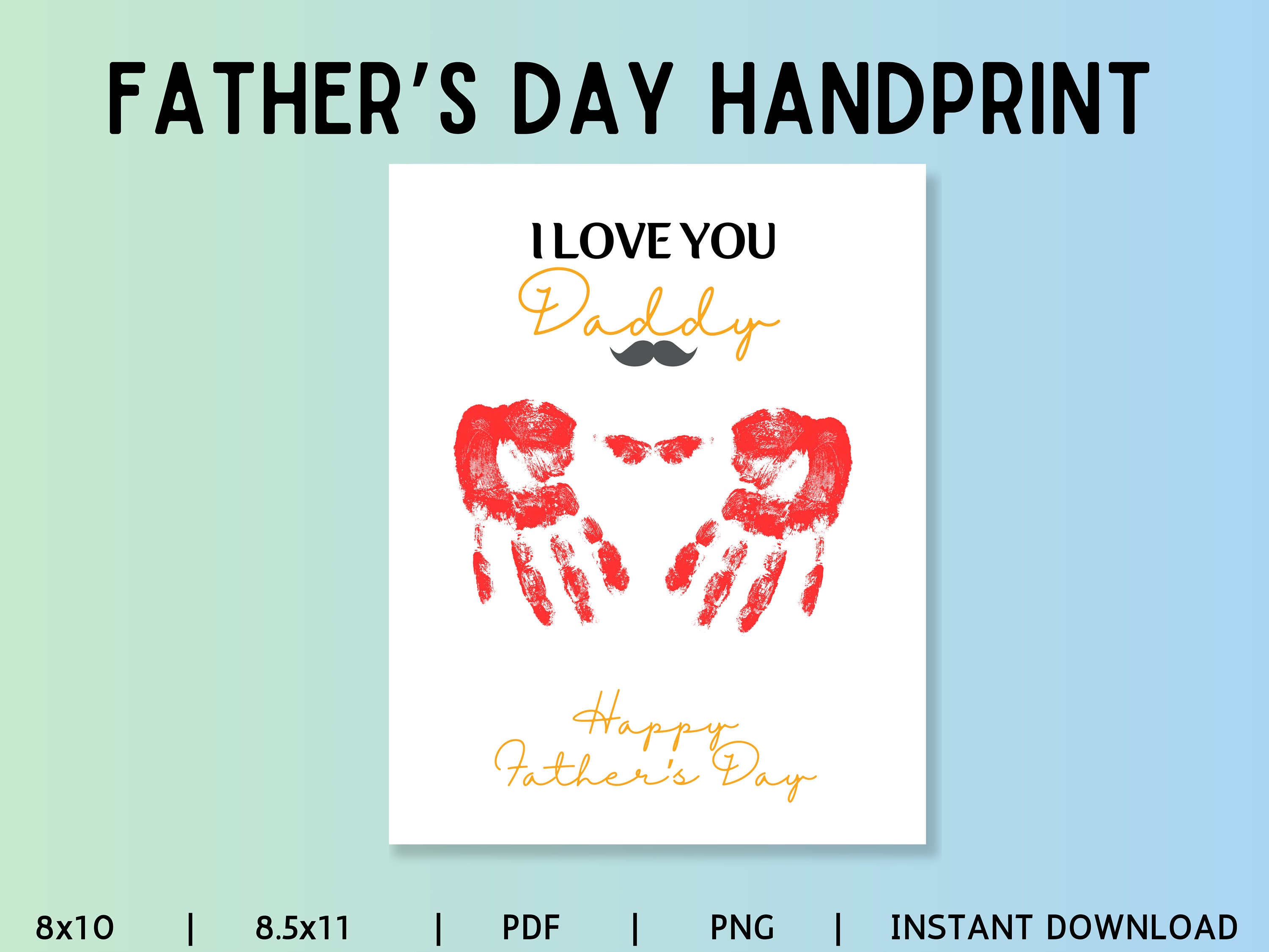 Fathers Day Handprint Craft I Love You Daddy Handprint Art Father’s Day ...
