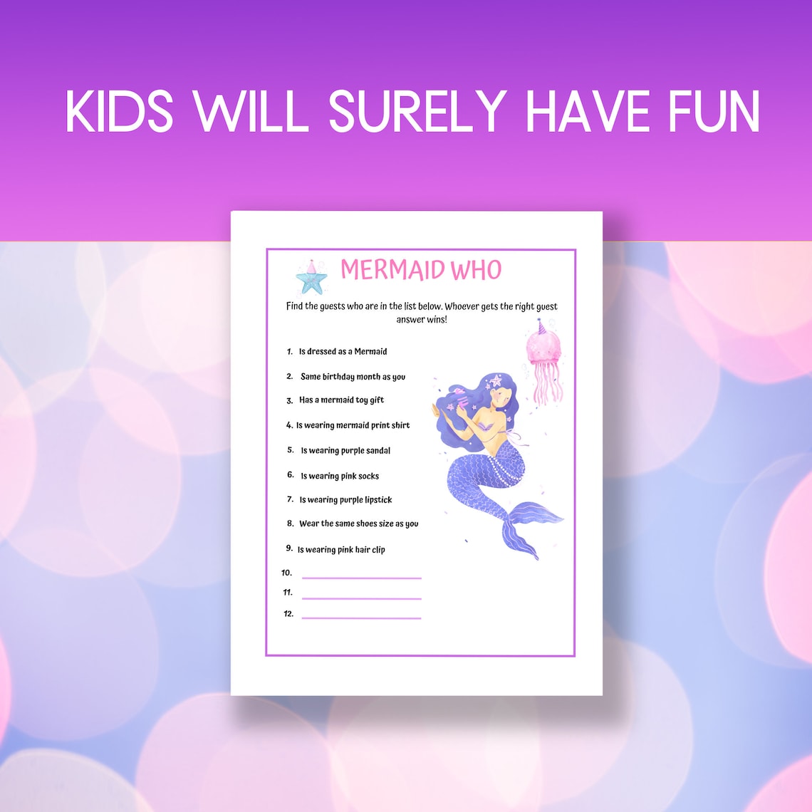 Mermaid Games Bundle Mermaid Birthday Games Mermaid Party Games Mermaid ...