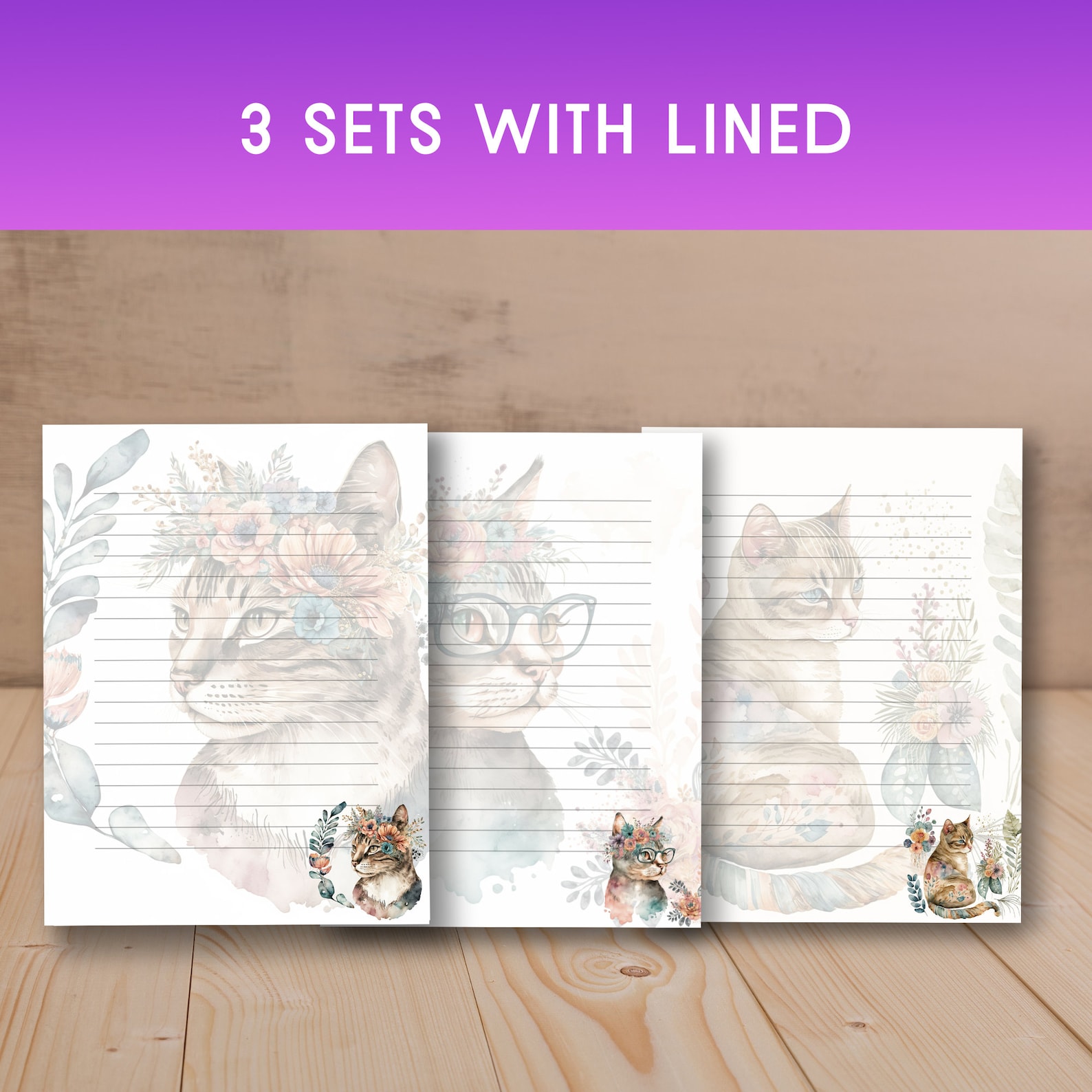 Cat Stationary Printable, Cat Stationery Set Cute Cat Stationary Cute ...