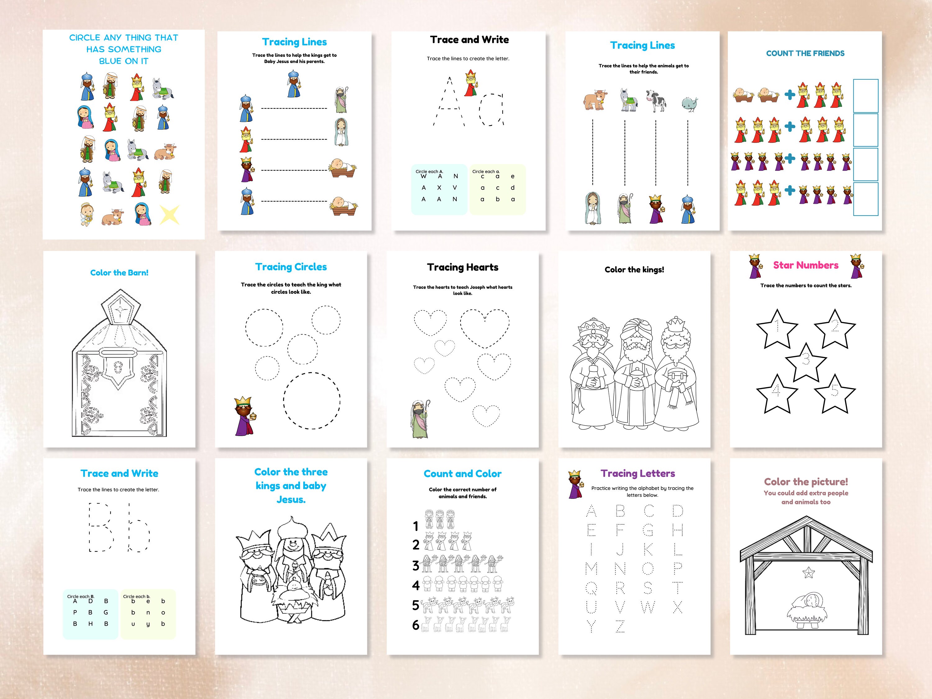 Nativity Pack Activity for Kids Printable Workbook Nativity Theme Jesus ...