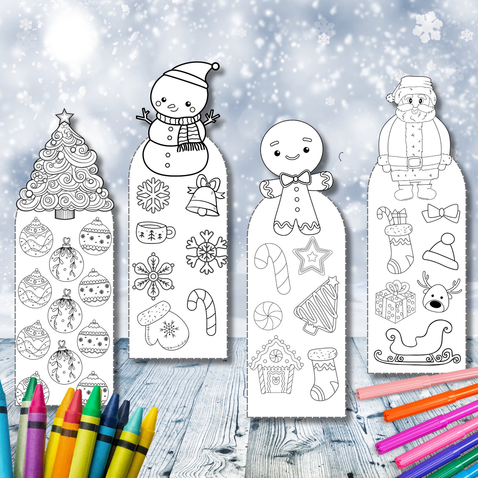 Christmas Coloring Bookmarks for Kids Coloring Pages Classroom ...