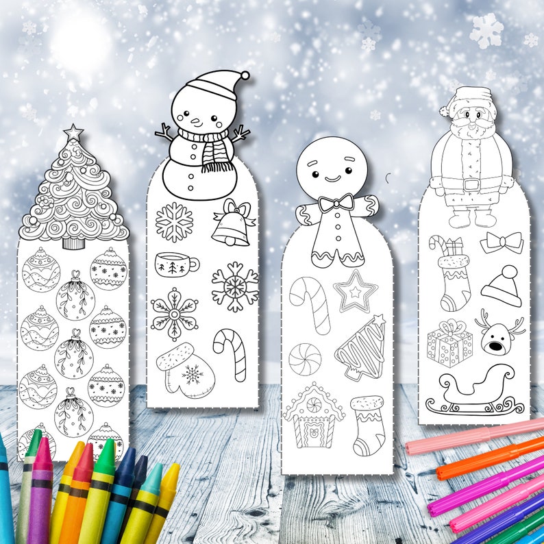 Christmas Coloring Bookmarks for Kids Coloring Pages Classroom ...
