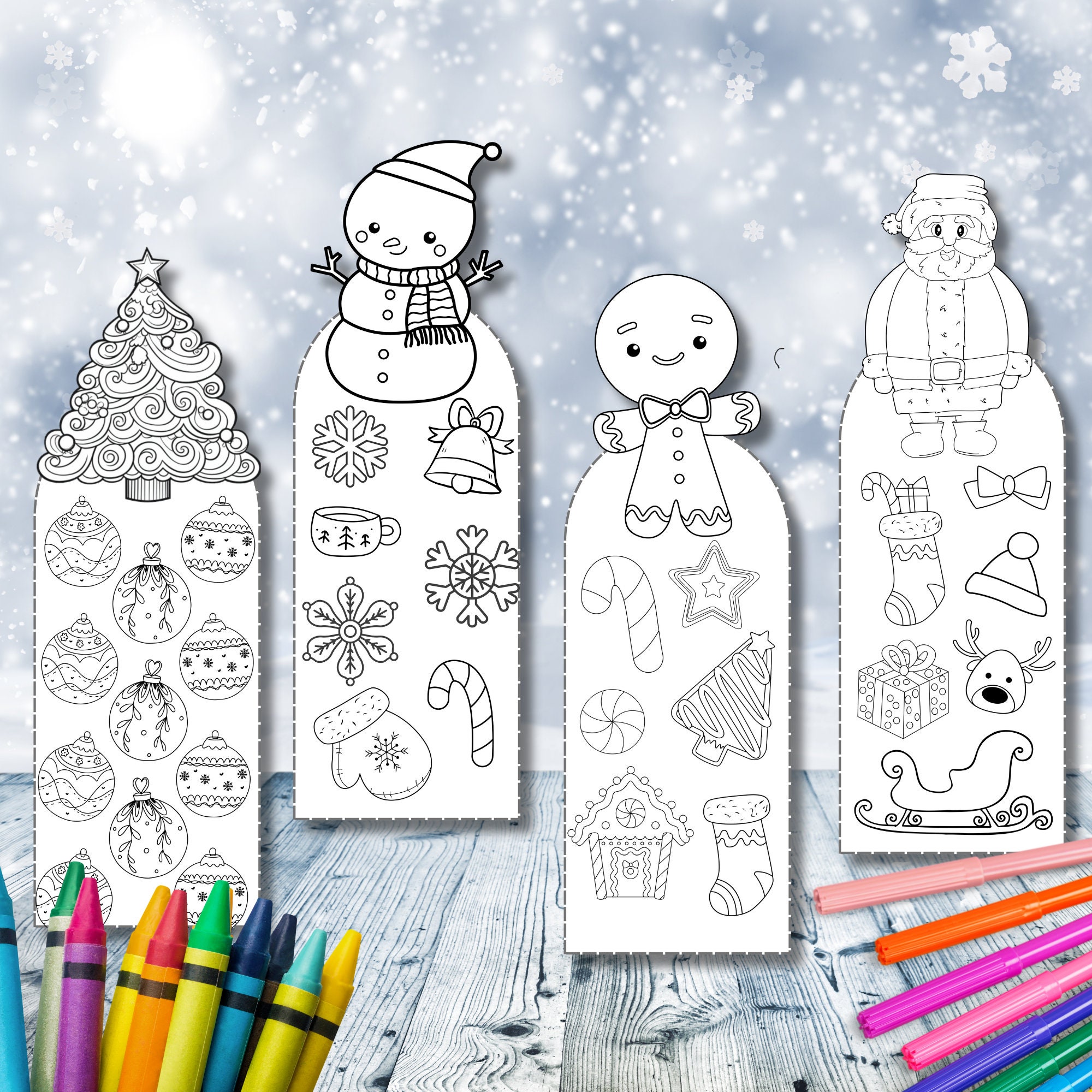 Christmas Coloring Bookmarks for Kids Coloring Pages Classroom ...