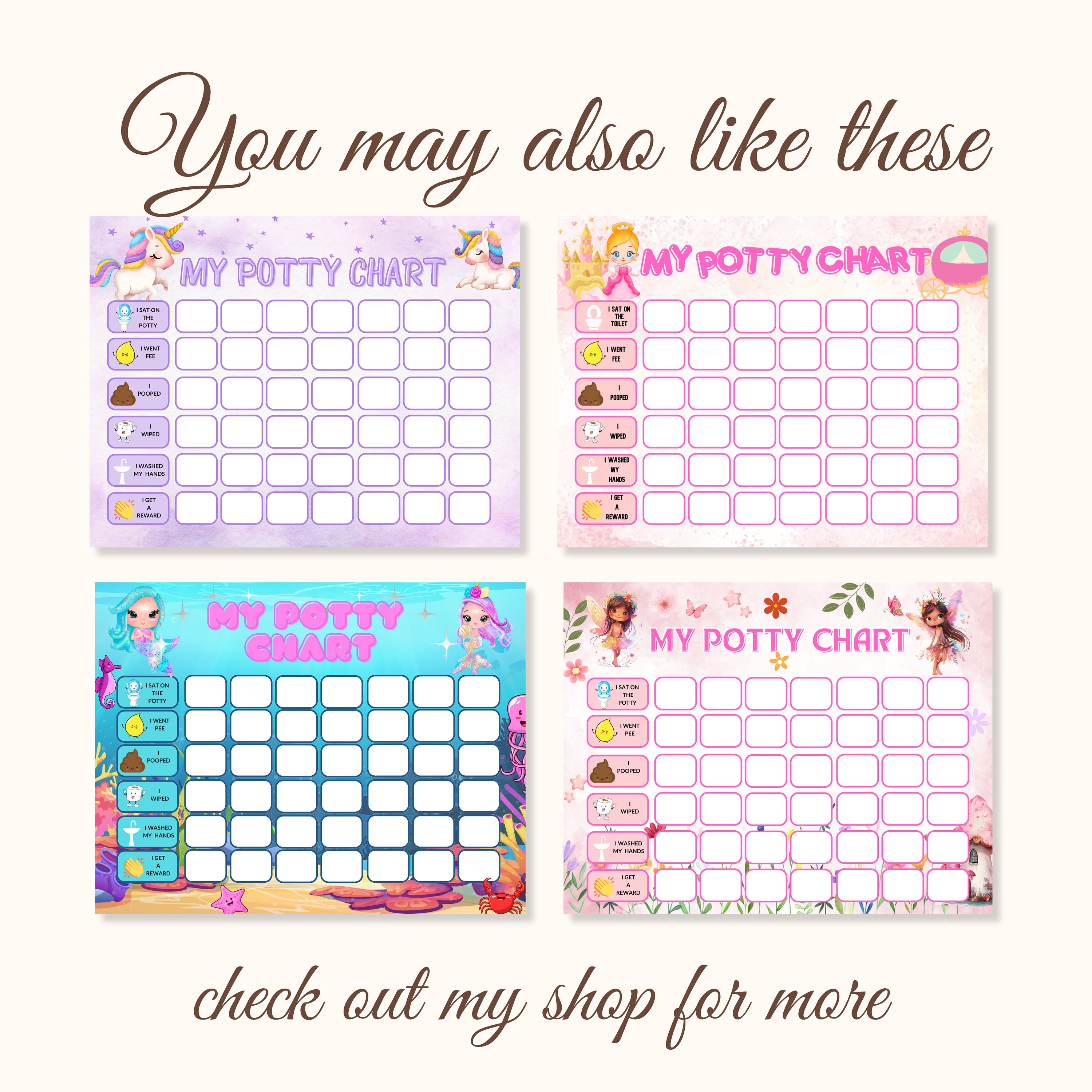 Fairy Potty Chart for Girl Toilet Training Chart Kids Potty Chart ...