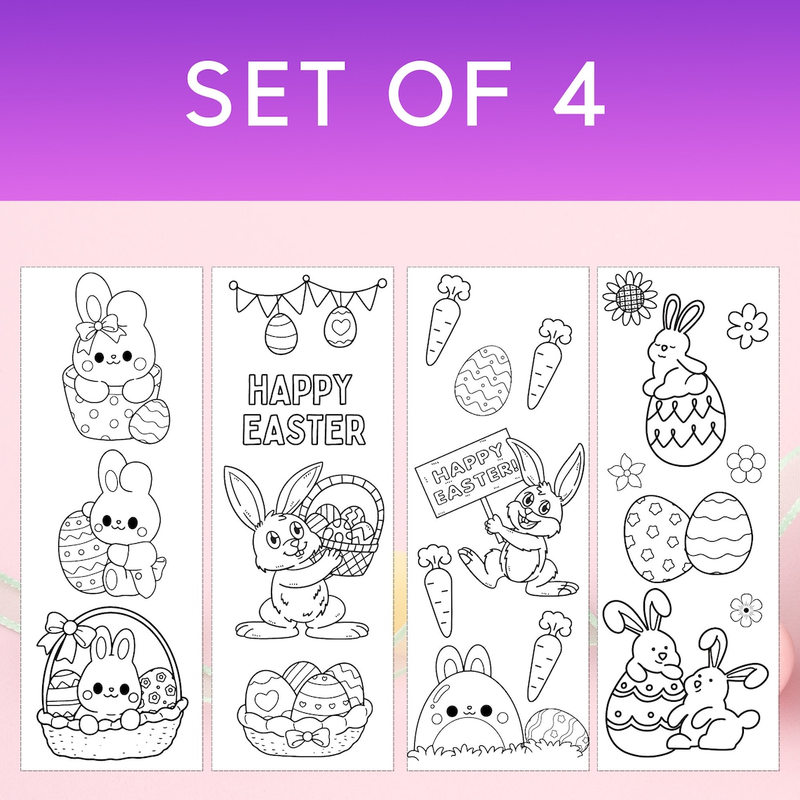 Easter Coloring Bookmark Easter Bunny Egg Coloring Favors Teacher Gift ...