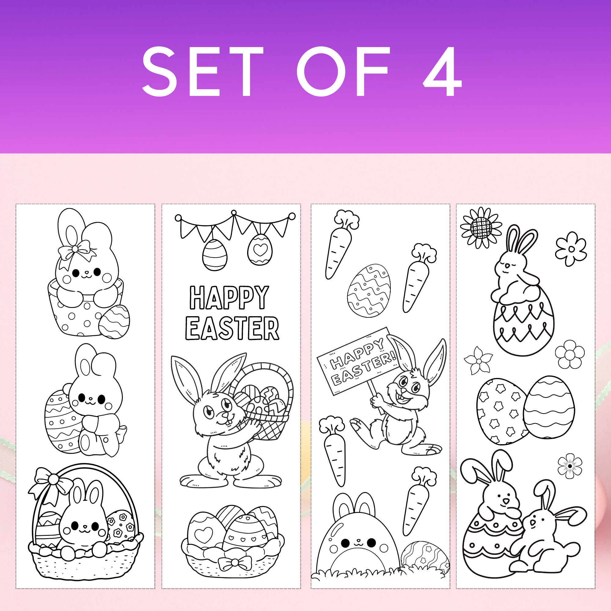 Easter Coloring Bookmark Easter Bunny Egg Coloring Favors Teacher Gift ...