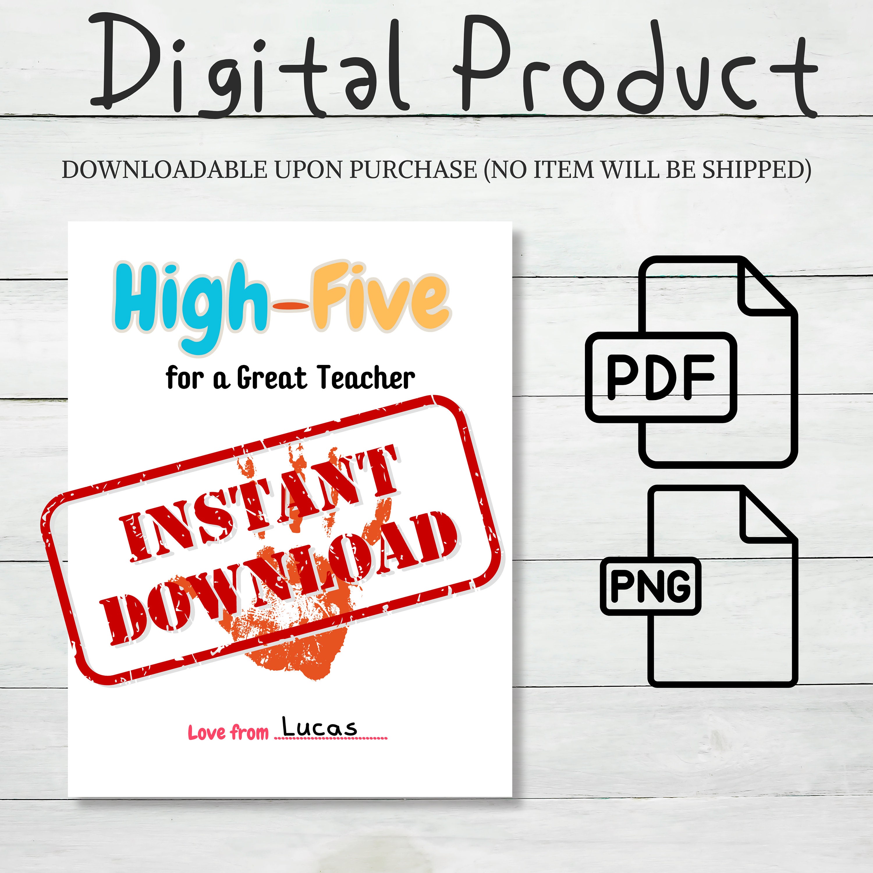 Handprint Craft Thank You Appreciation Gift High Five Easy Personal ...