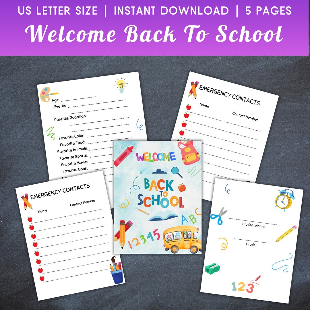 Welcome Back to School Form First Day of School Activity Student ...
