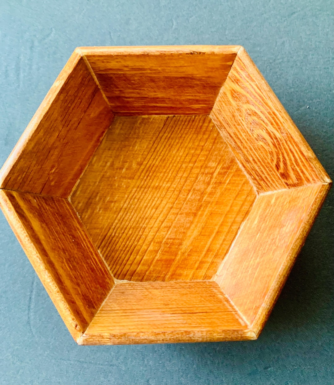 Handcrafted Cherry Wood Hexagon Bowl - Small Wooden Bowl for Home Decor ...