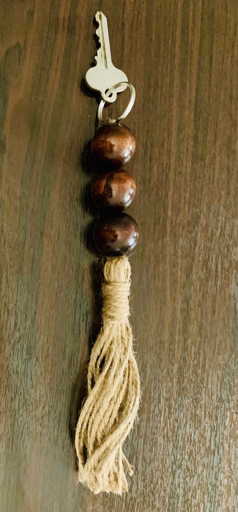 Boho Chic Wood Bead Keychain With Tassel - Handmade Bohemian Style ...