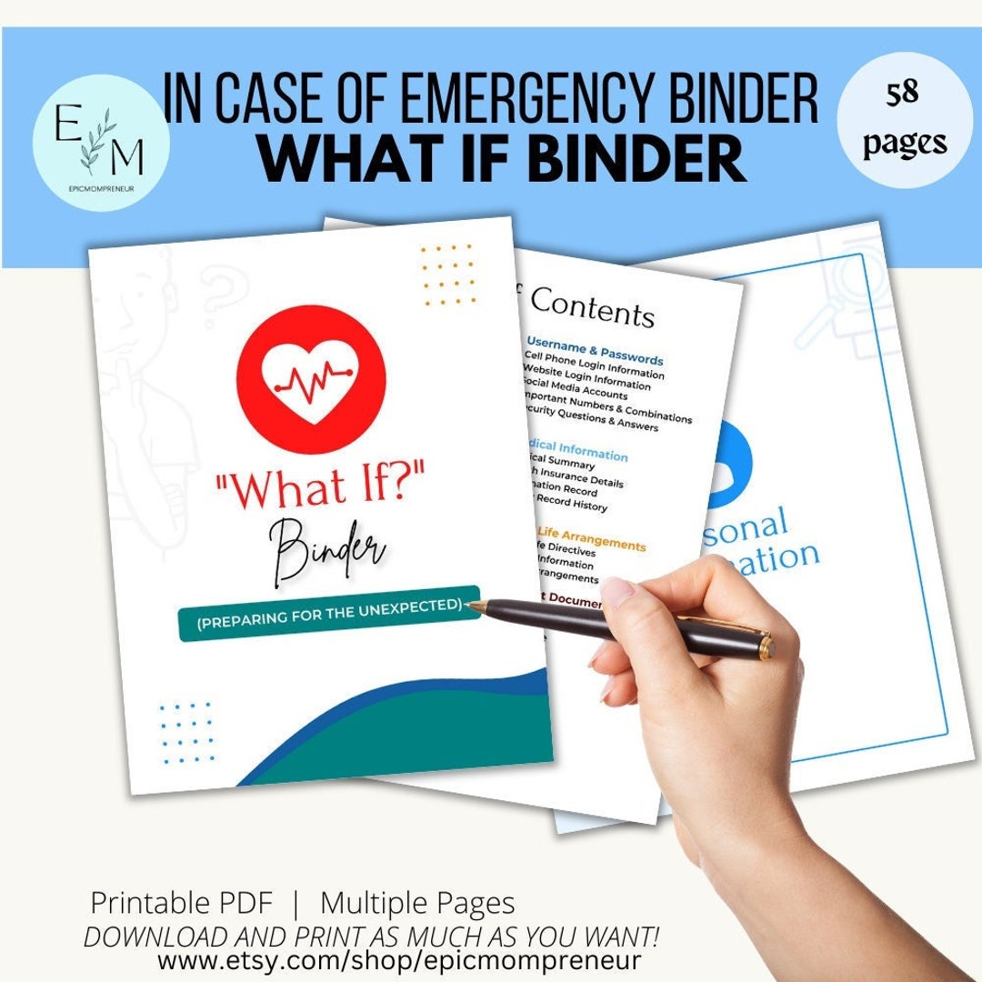 In Case of Emergency Binder What If Planner Contingency Plan in Case of ...