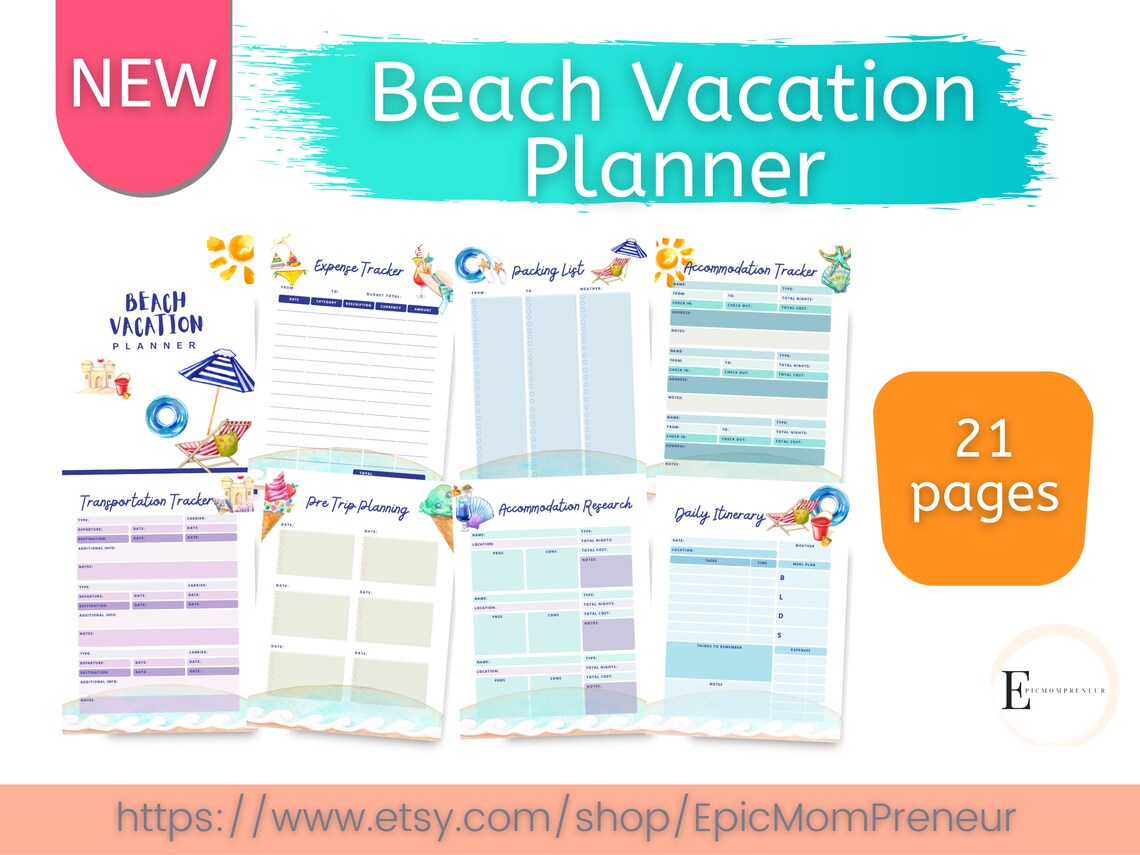 Beach Vacation Planner | Summer Getaway Planner| Vacation Budget ...