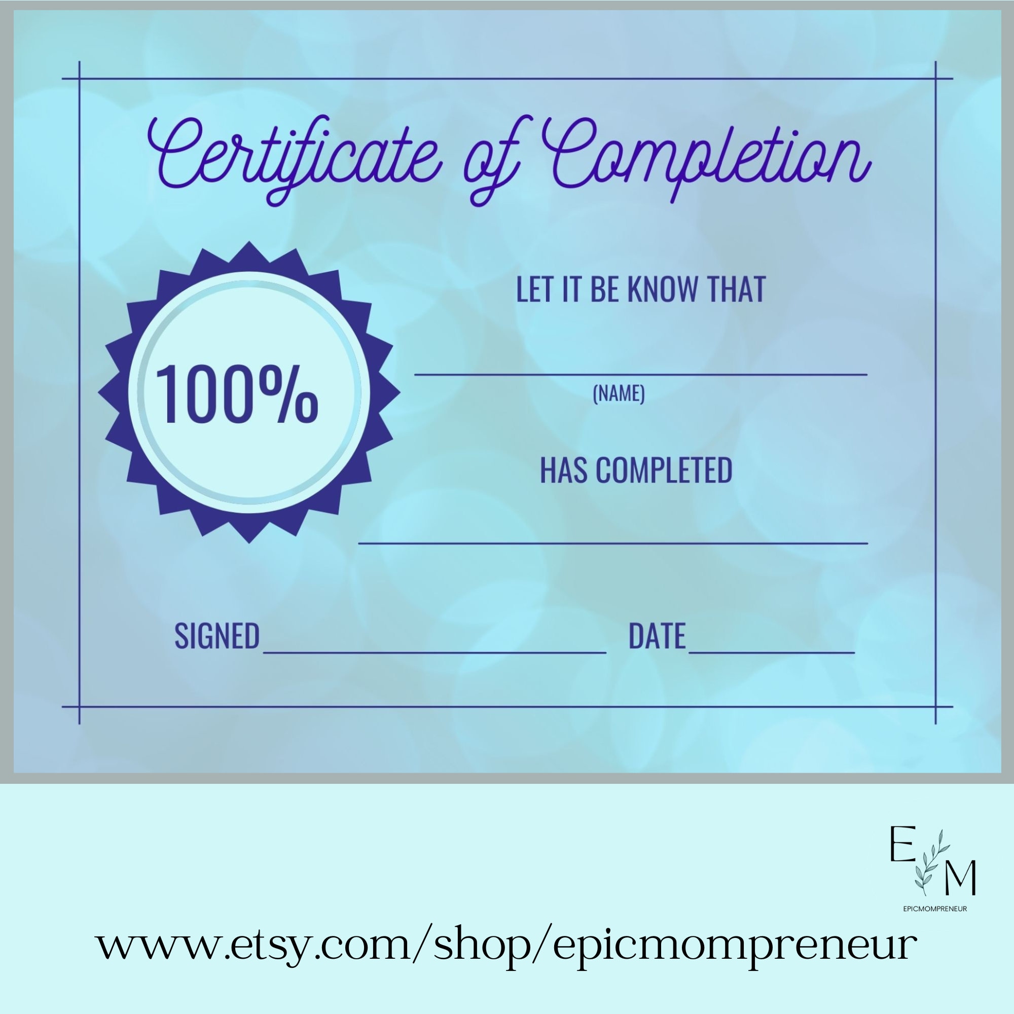 Printable Certificate of Completion | Completion Certificate | Awards ...