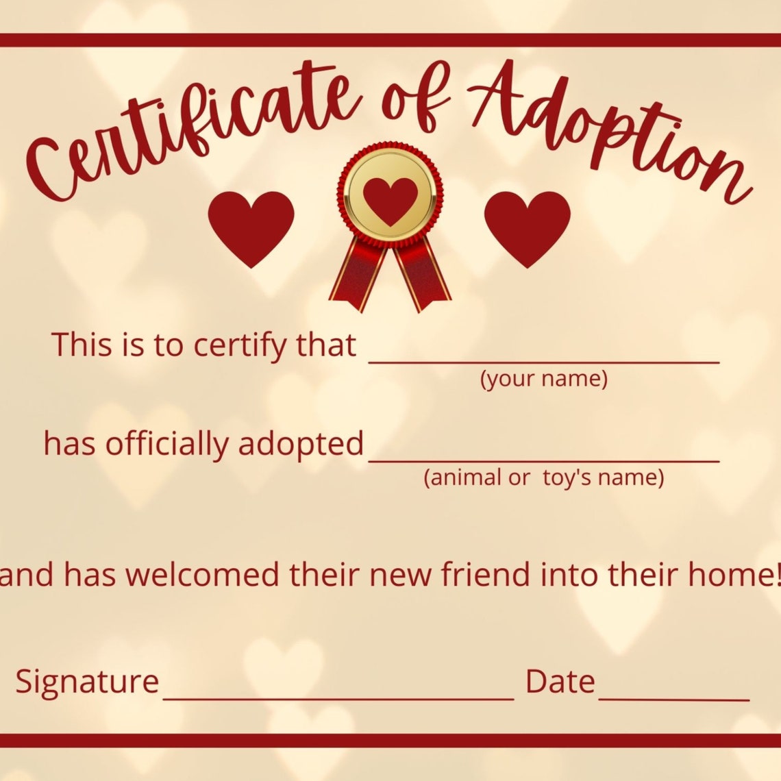 Printable Certificate of Adoption | Certificate of Adoption ...