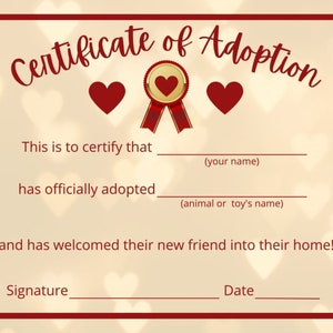 Printable Certificate of Adoption | Certificate of Adoption ...