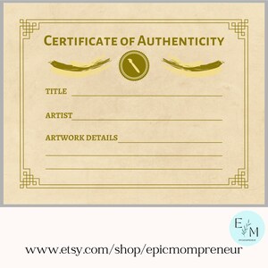 Printable Certificate of Authenticity | Certificate of Authenticity ...