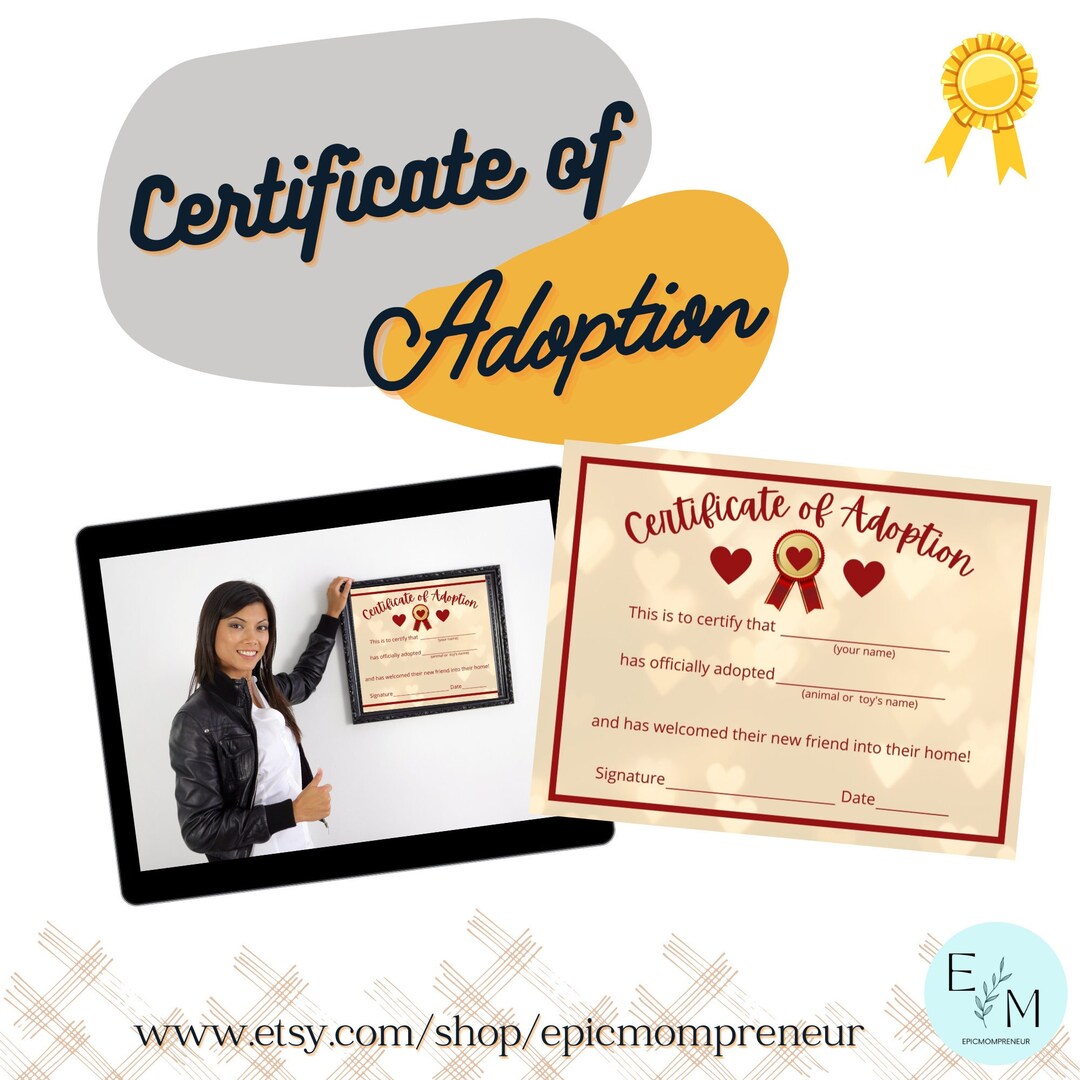 Printable Certificate of Adoption | Certificate of Adoption ...
