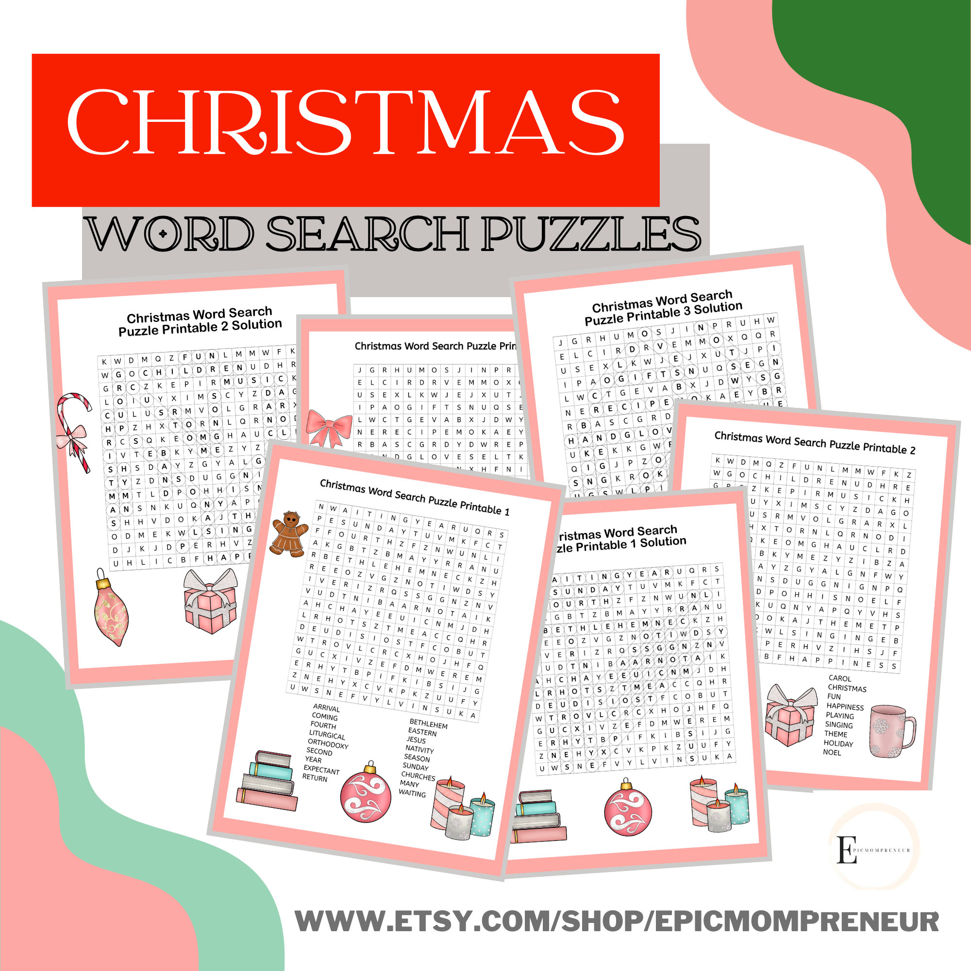 Christmas Word Search Puzzles | Christmas Puzzles | Christmas Games ...