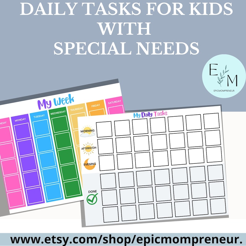 Daily Tasks for Kids With Special Needs | Daily Tasks Printables ...