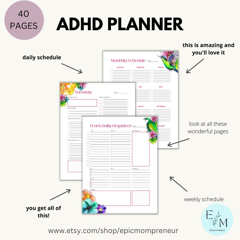 ADHD Printable Planner | ADHD Planner | Life Organization | Attention ...
