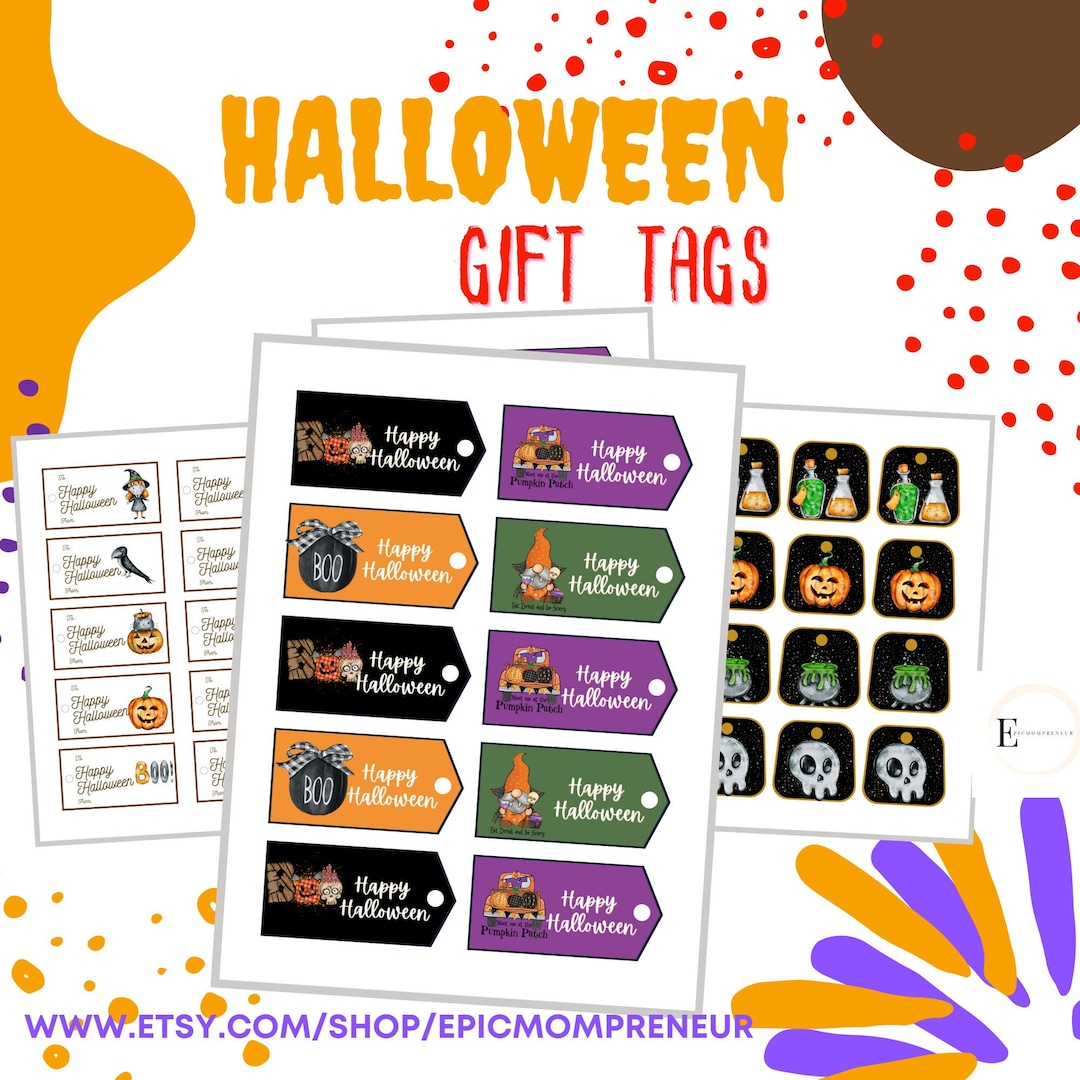 Halloween Gift Tags | Halloween Printable Gift Tags | Halloween Tags in ...