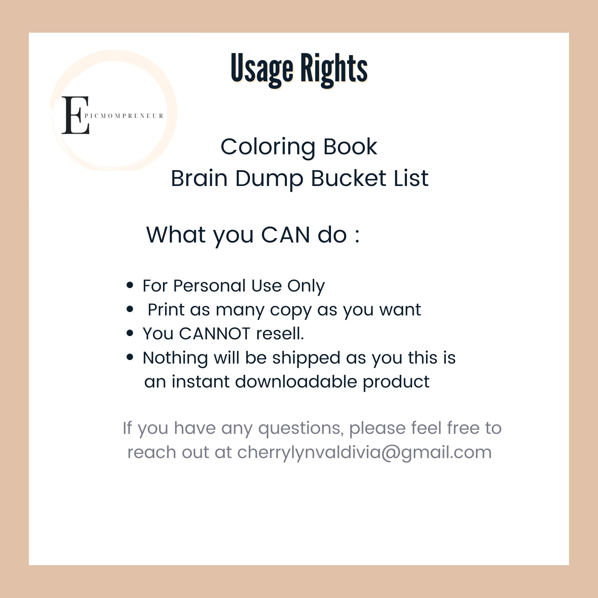 Coloring Pages| Brain Dump | Bucket List | Vision Board | Manifest ...