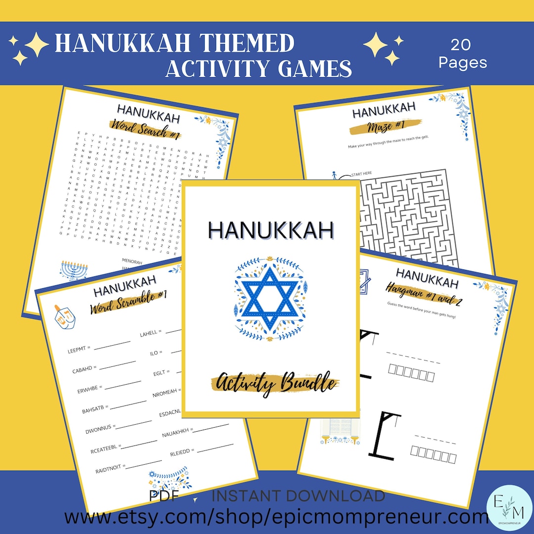 Hanukkah Themed Activity Games | Hanukkah Games Bundle| Hanukkah Themed ...
