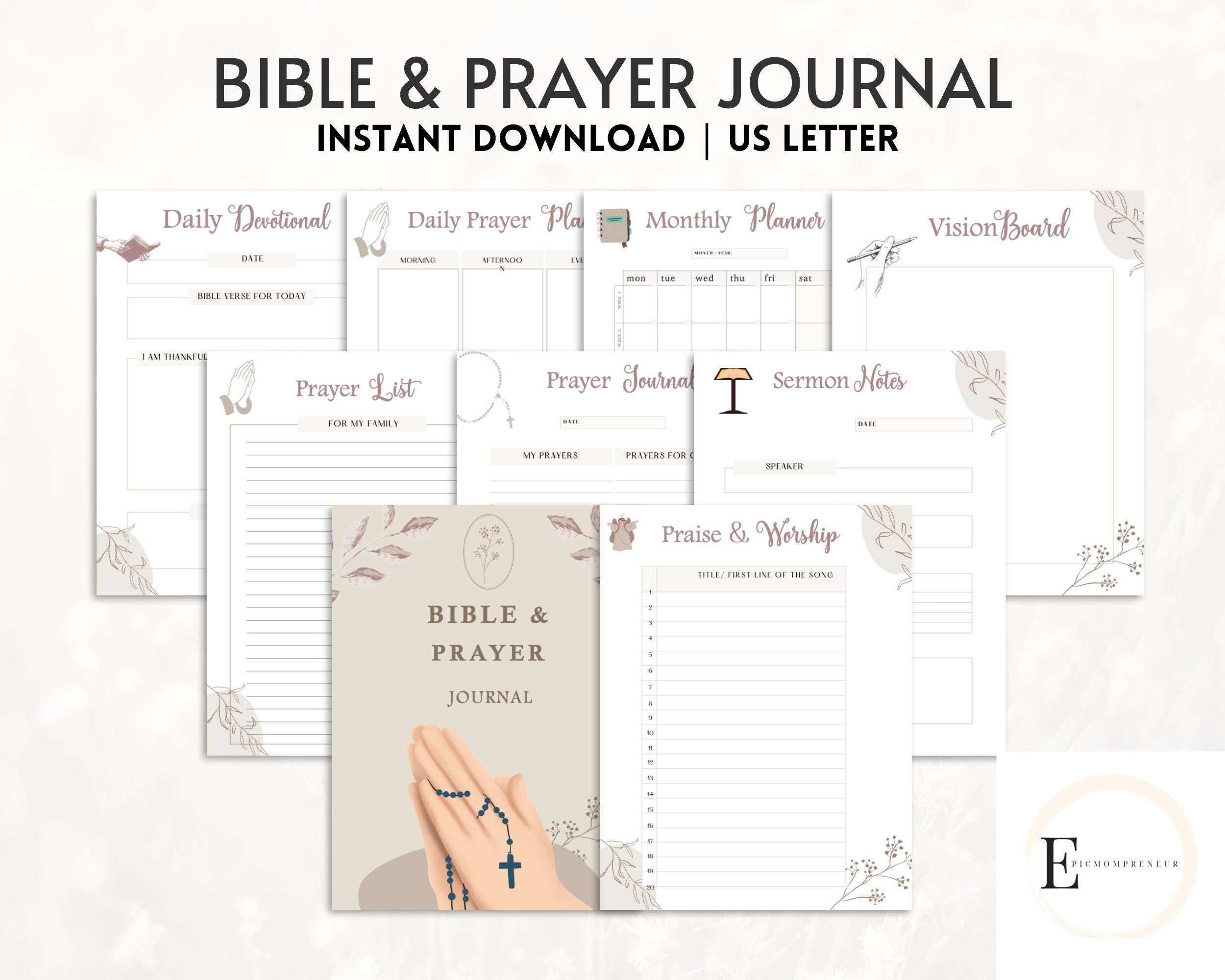 Bible & Prayer Journal bible Study Planner - Etsy