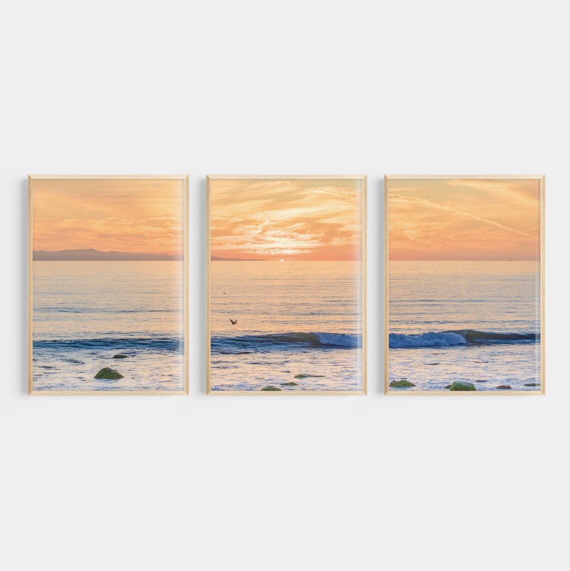 Beautiful Beach Sunset, Digital Download, 3 Piece Set, Beach House ...