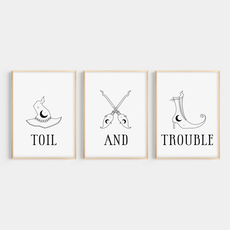 Toil and Trouble Halloween Prints, Witches Hat, Witches Broom, Witches ...