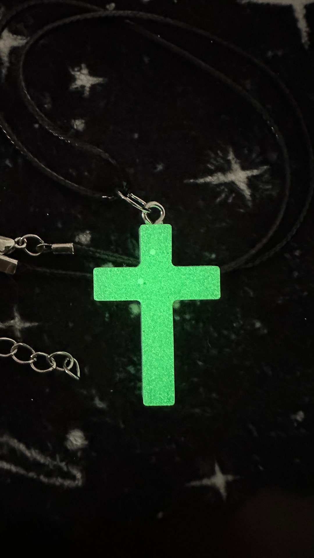 Glow in the Dark White Resin Religious Cross Necklace - Etsy
