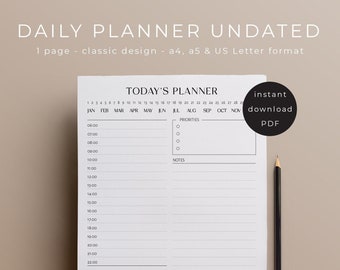 Daily Planner Insert Printable letter A4 A5 and Half - Etsy