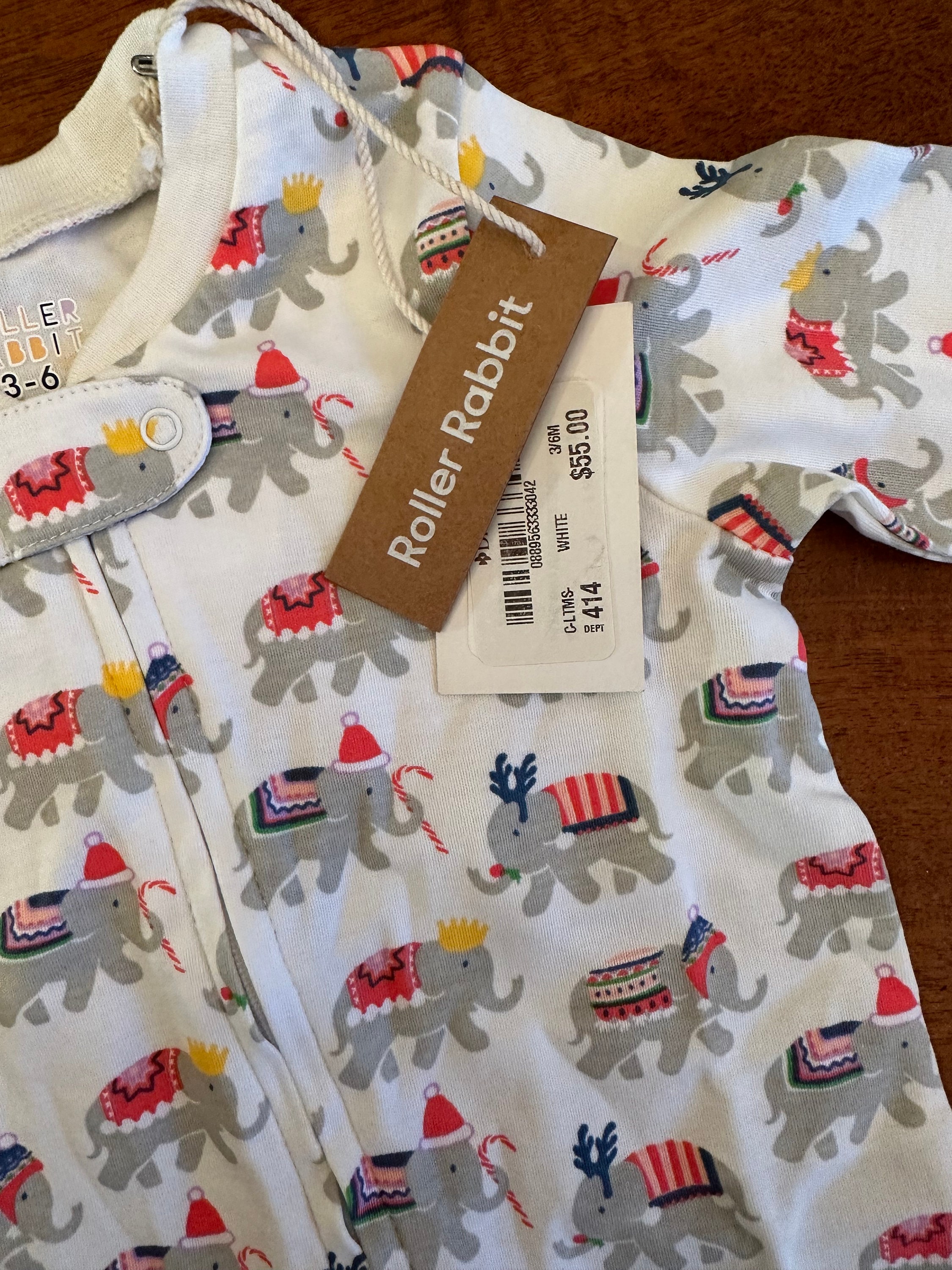 Roller Rabbit Baby Christmas Elephant Footie Pajamas RARE Find BNWT - Etsy