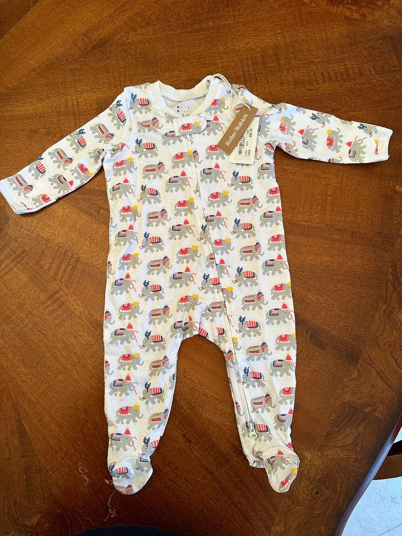 Roller Rabbit Baby Christmas Elephant Footie Pajamas RARE Find BNWT - Etsy