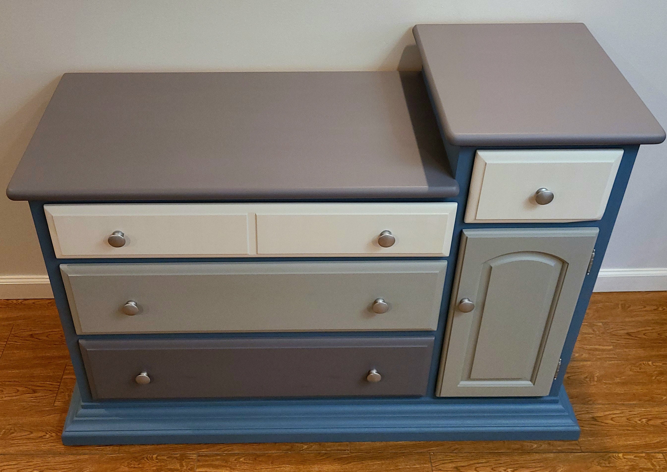 Hand Painted Blue and Grey Dresser/ Changing Table - Etsy