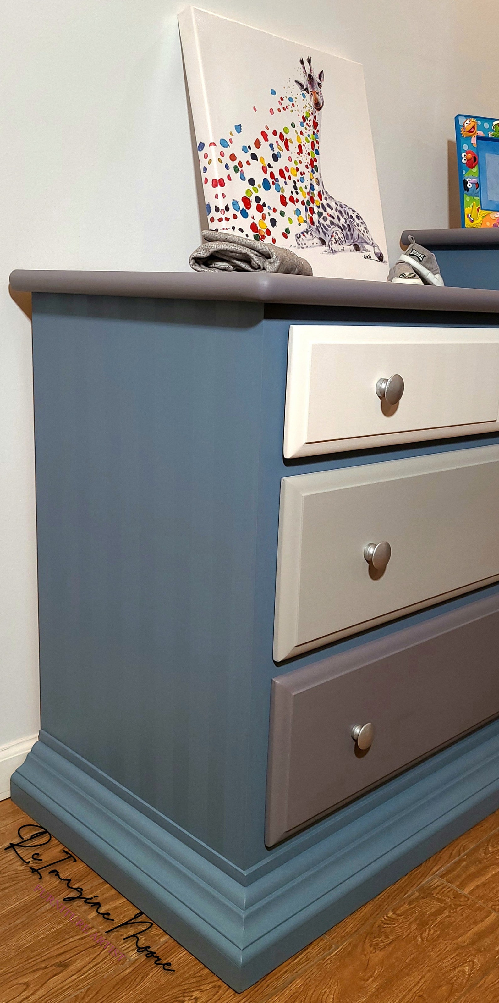 Hand Painted Blue and Grey Dresser/ Changing Table - Etsy