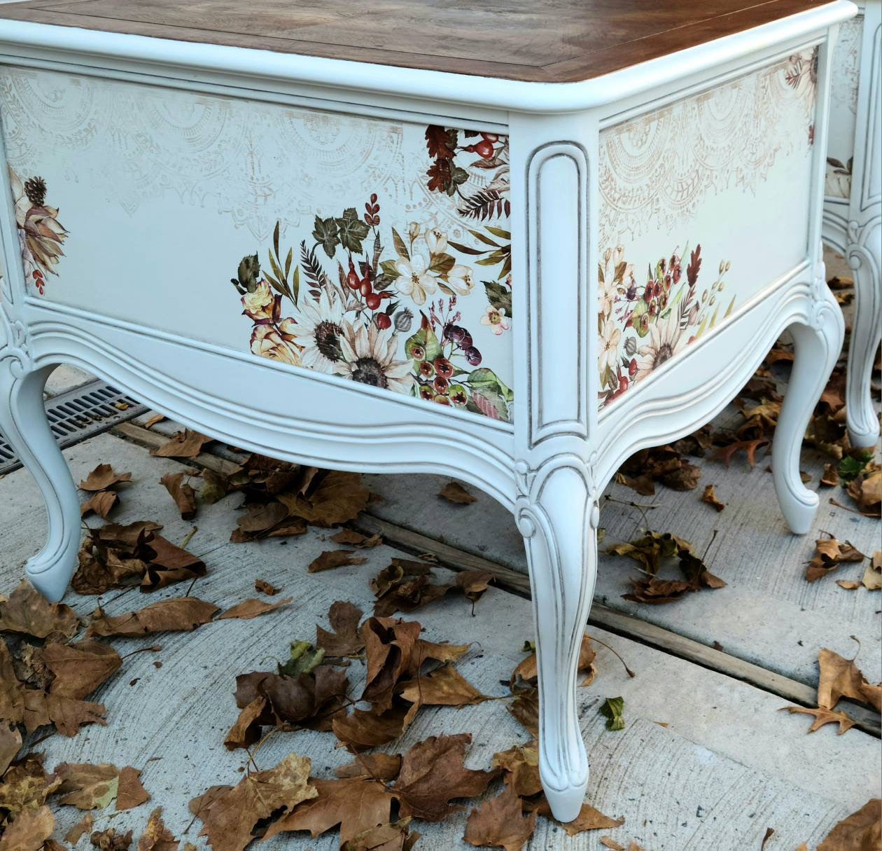 Hand Painted Floral Side/ End Tables - Etsy
