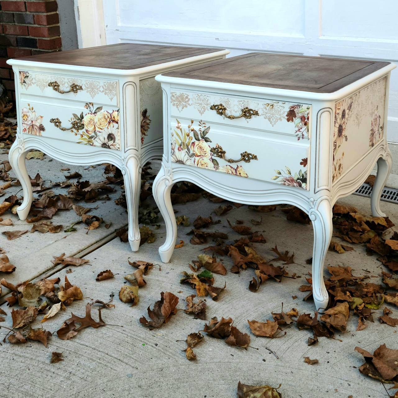 Hand Painted Floral Side/ End Tables - Etsy
