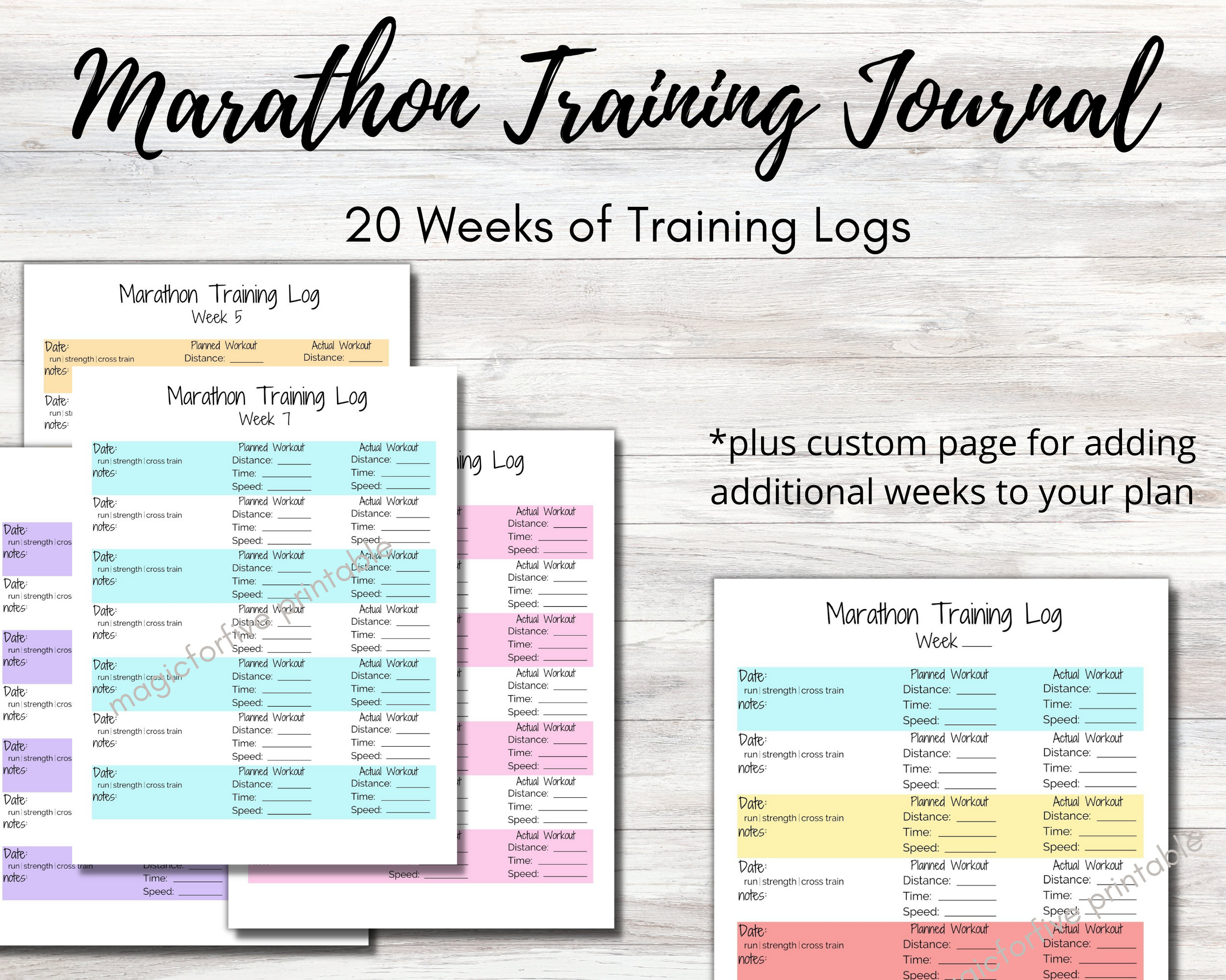 Marathon Training Journal, Running Journal, Running Log Printable ...