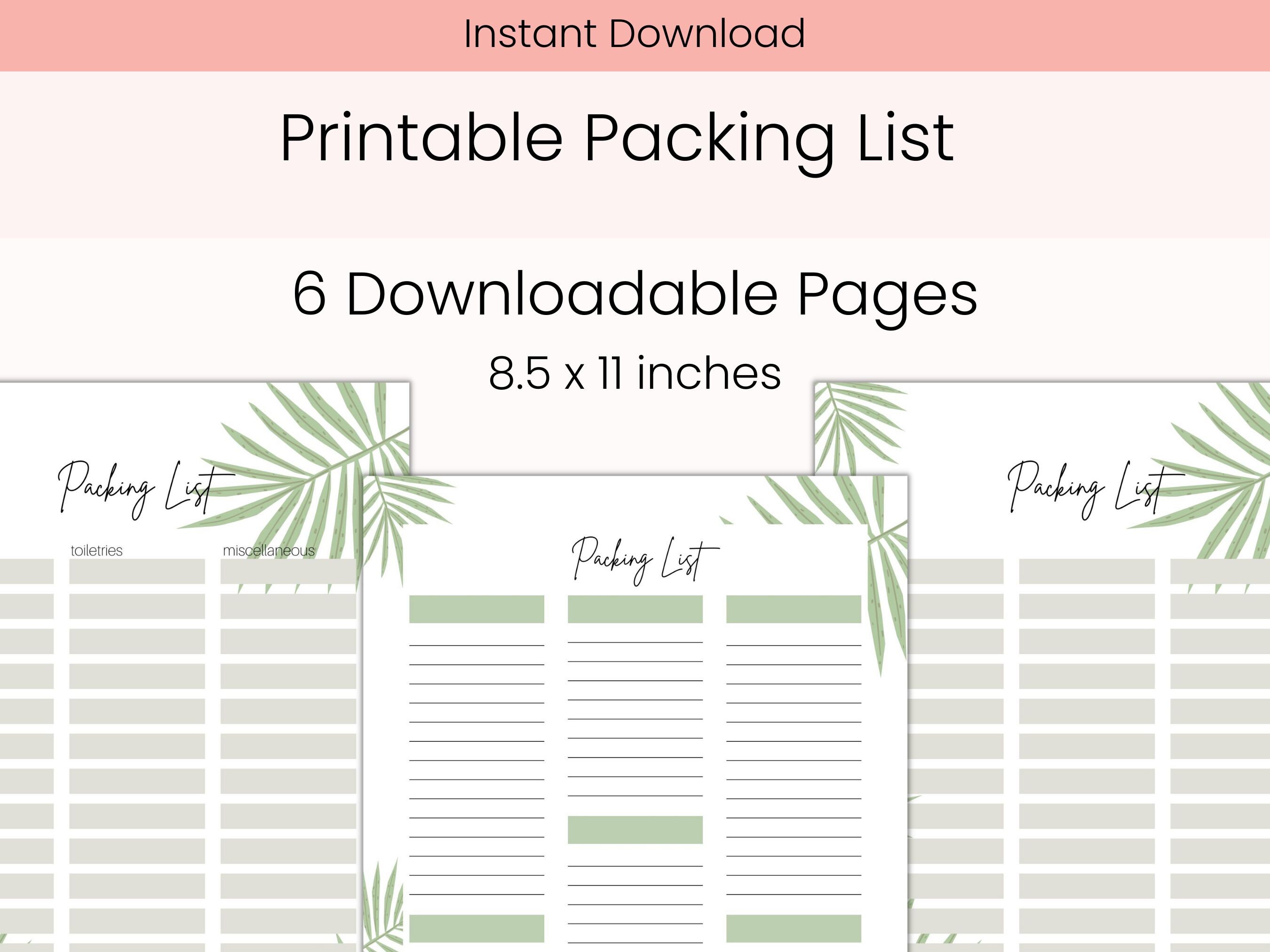 Packing List - Tropical Leaves - Etsy