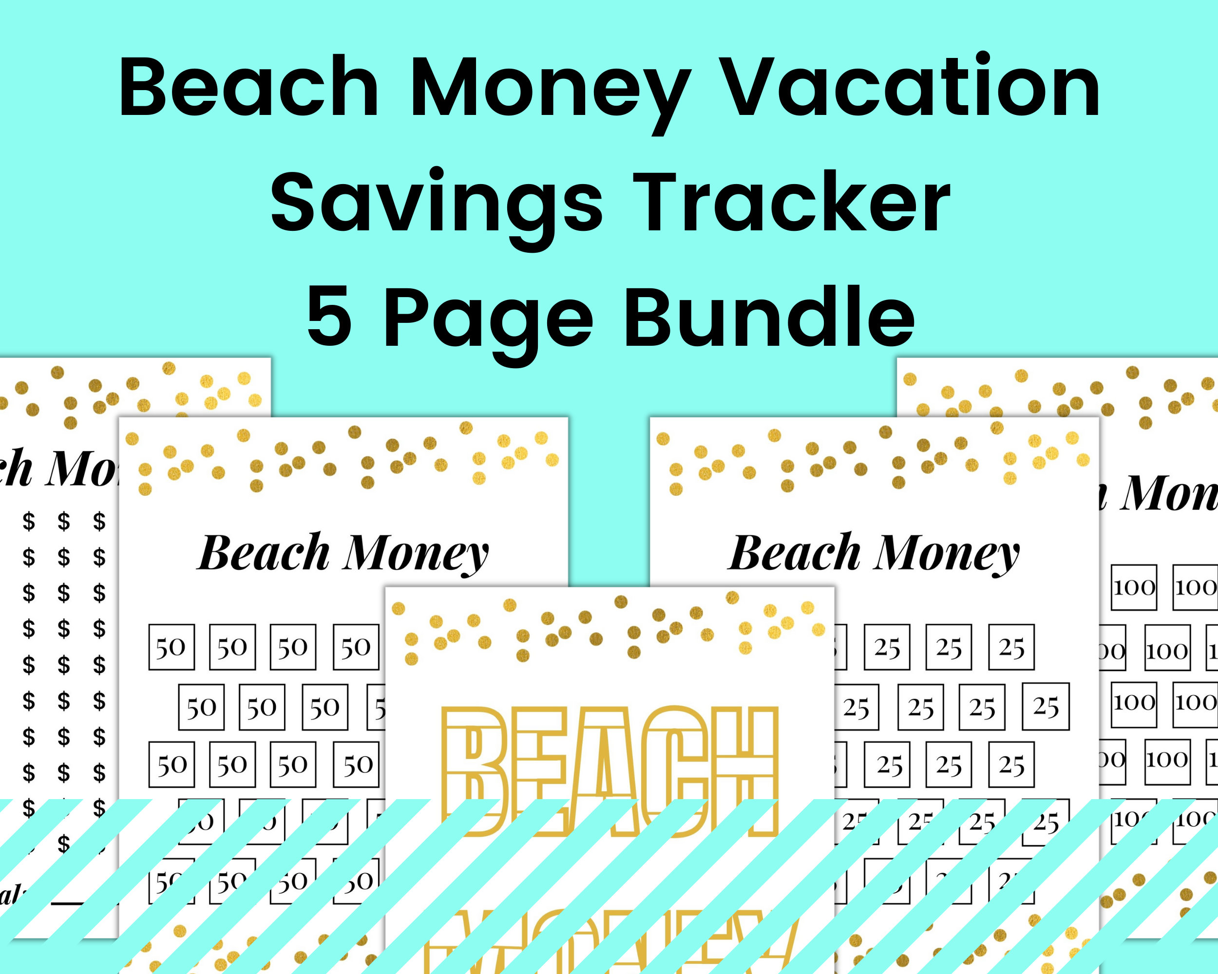 Beach Money Vacation Savings Tracker, Vacation Savings Challenge ...