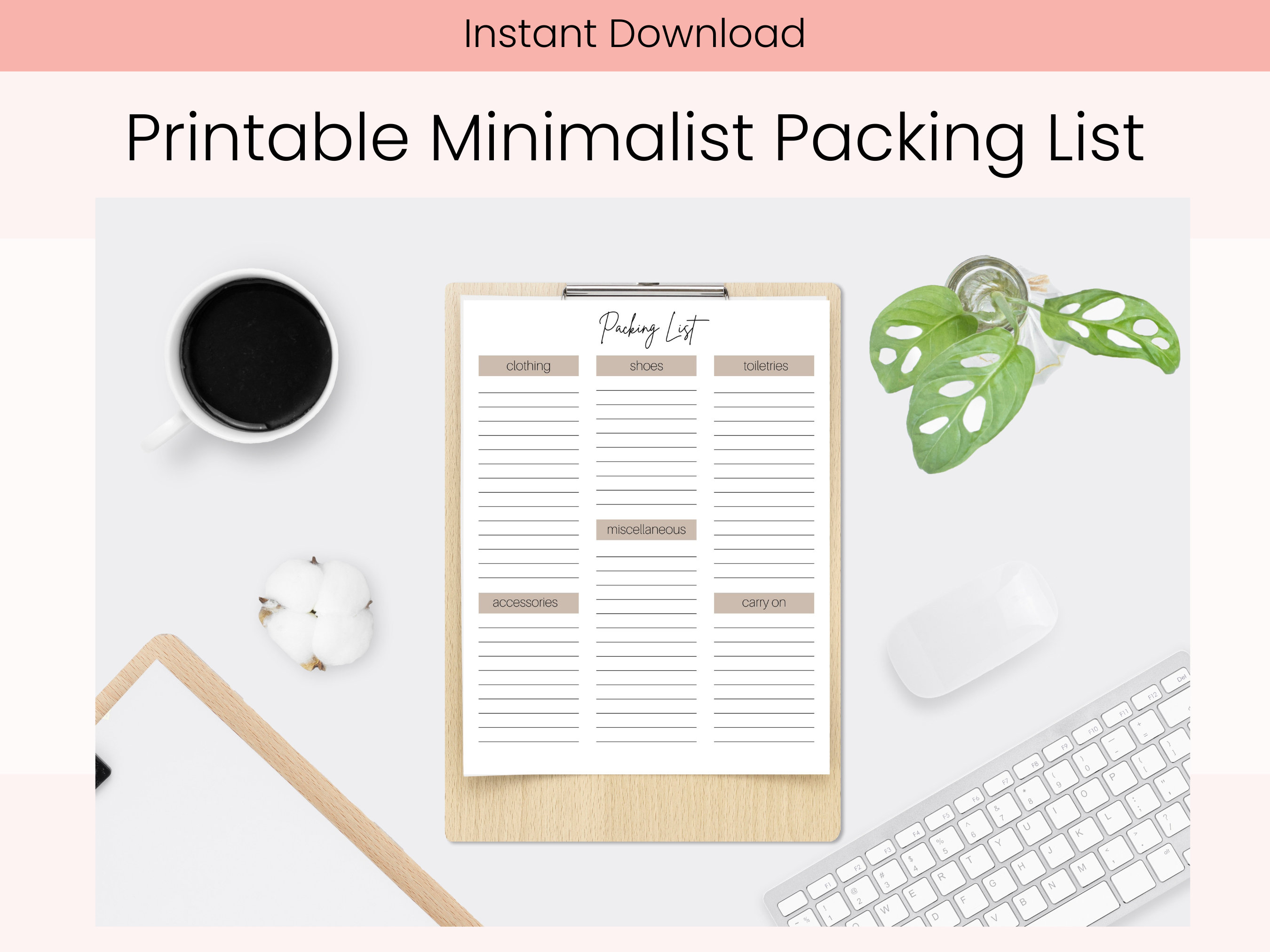 Printable Minimalist Packing List - Etsy