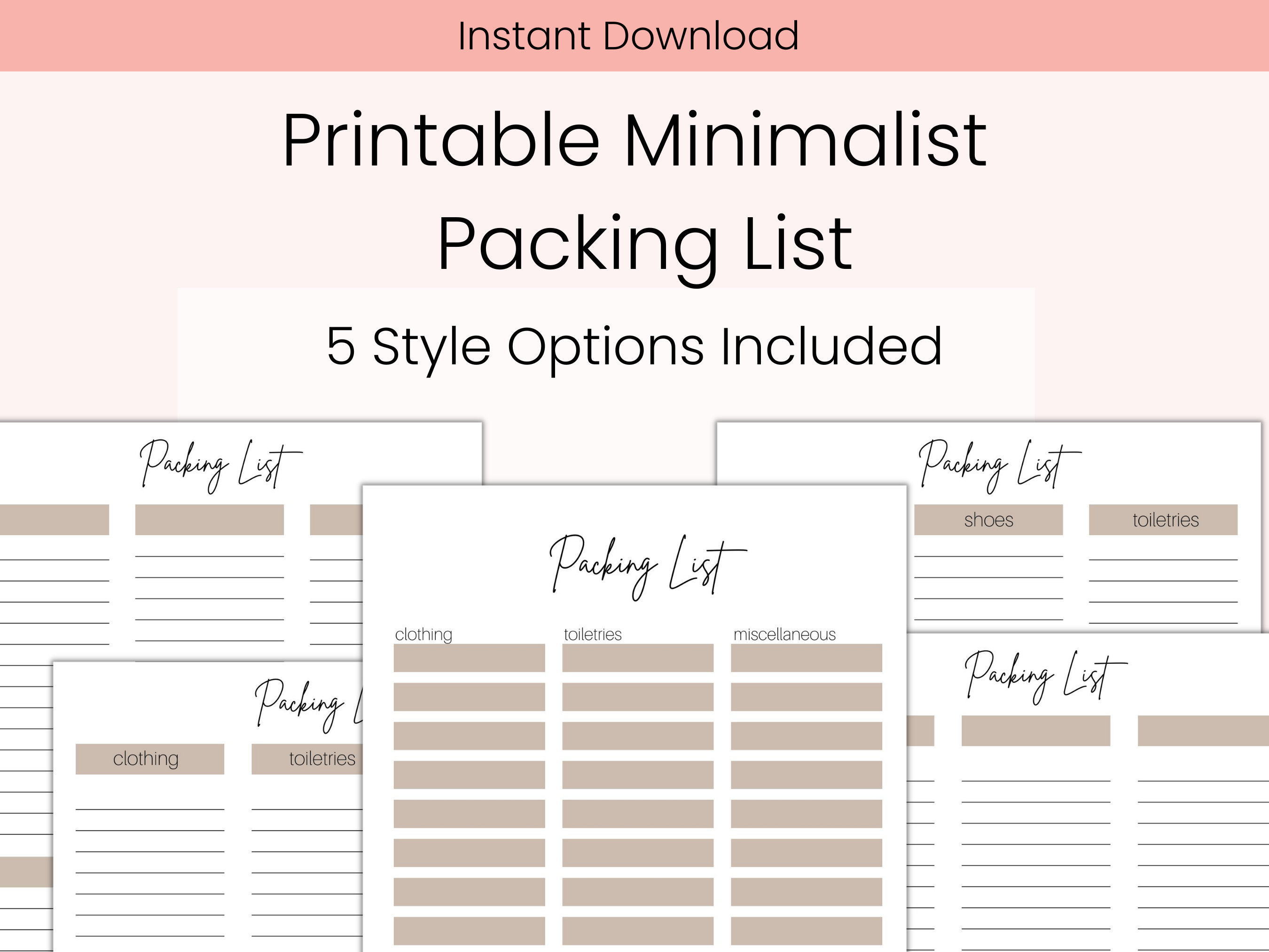 Printable Minimalist Packing List - Etsy