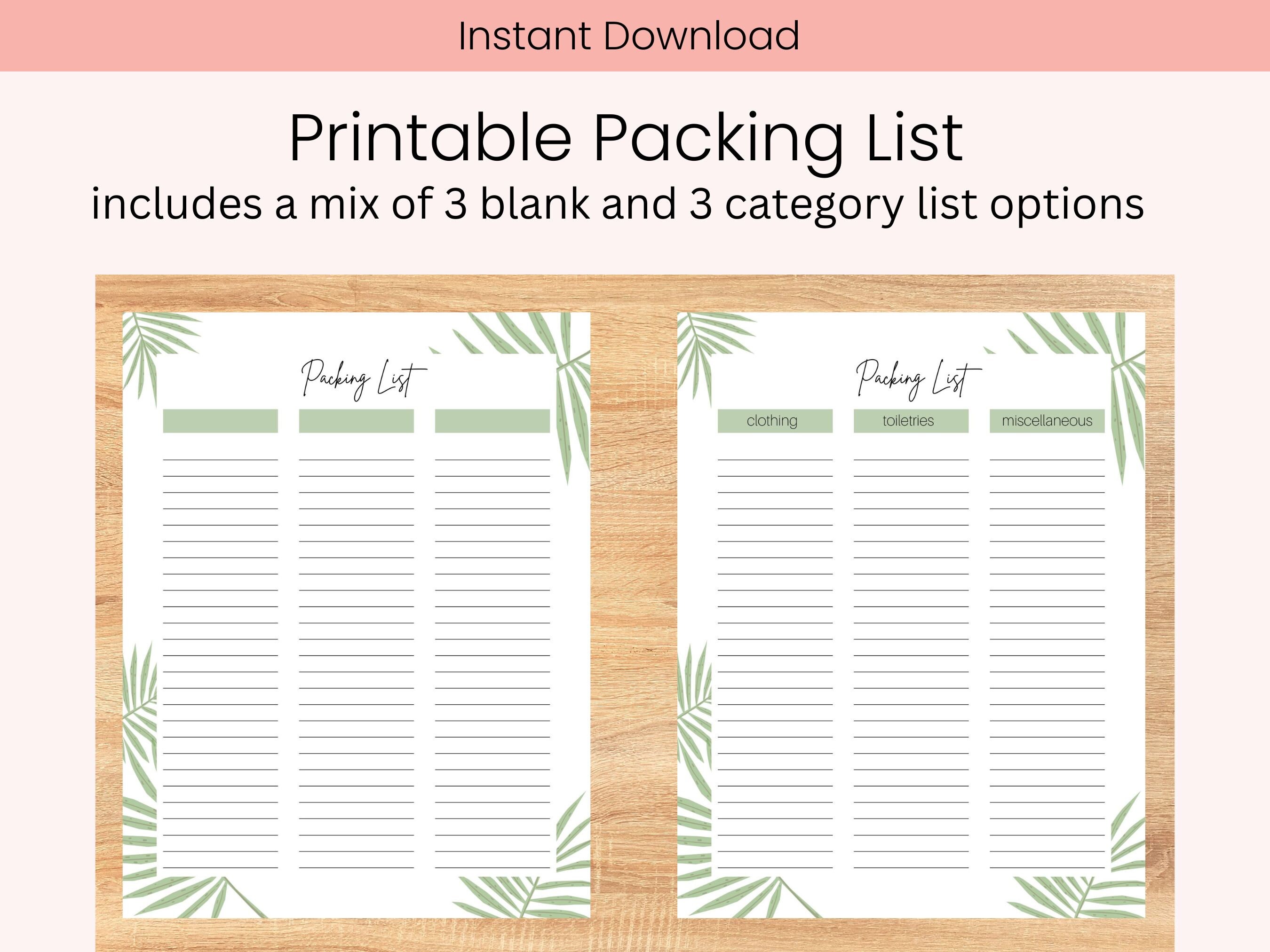 Packing List - Tropical Leaves - Etsy