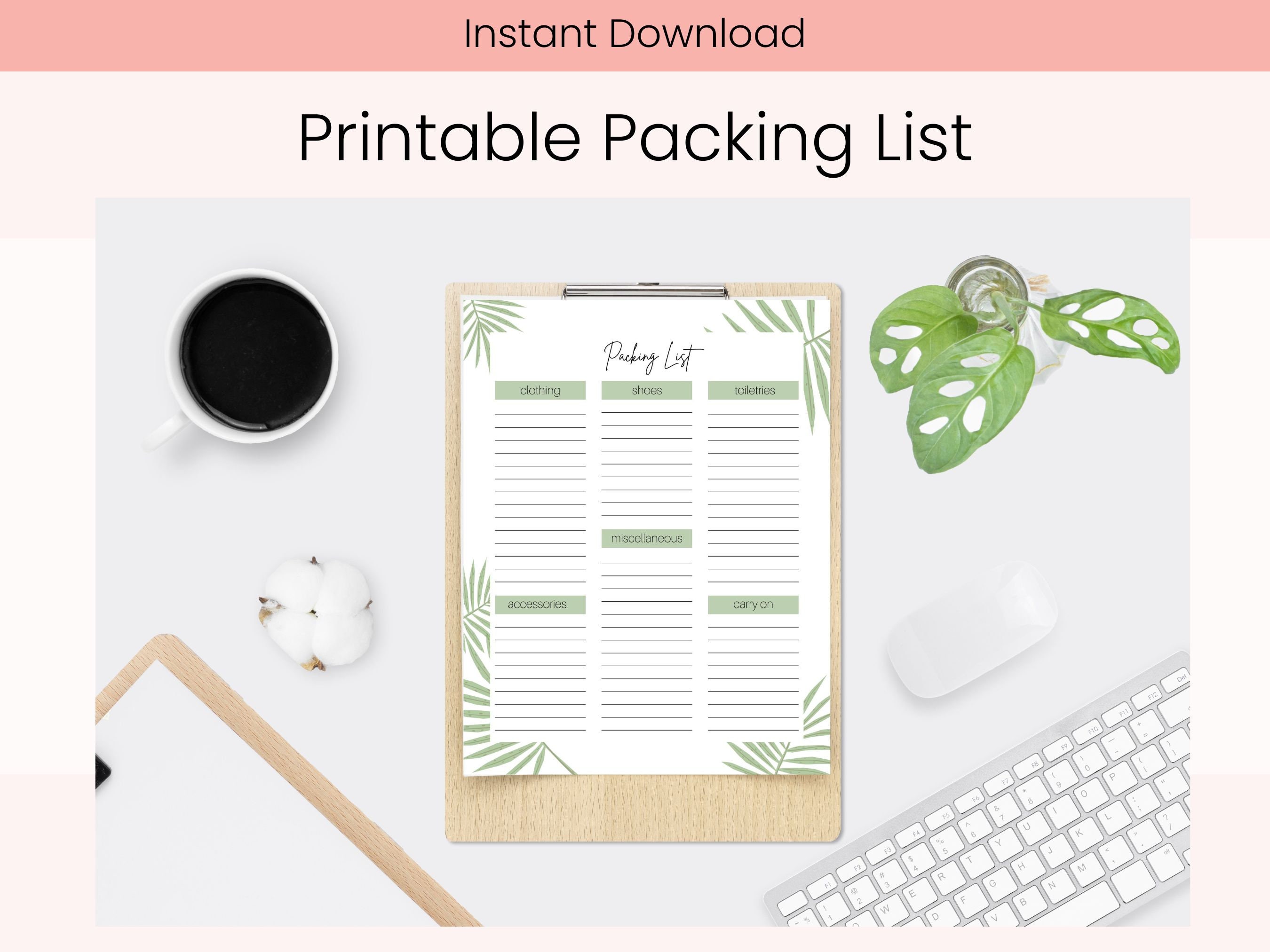 Packing List - Tropical Leaves - Etsy
