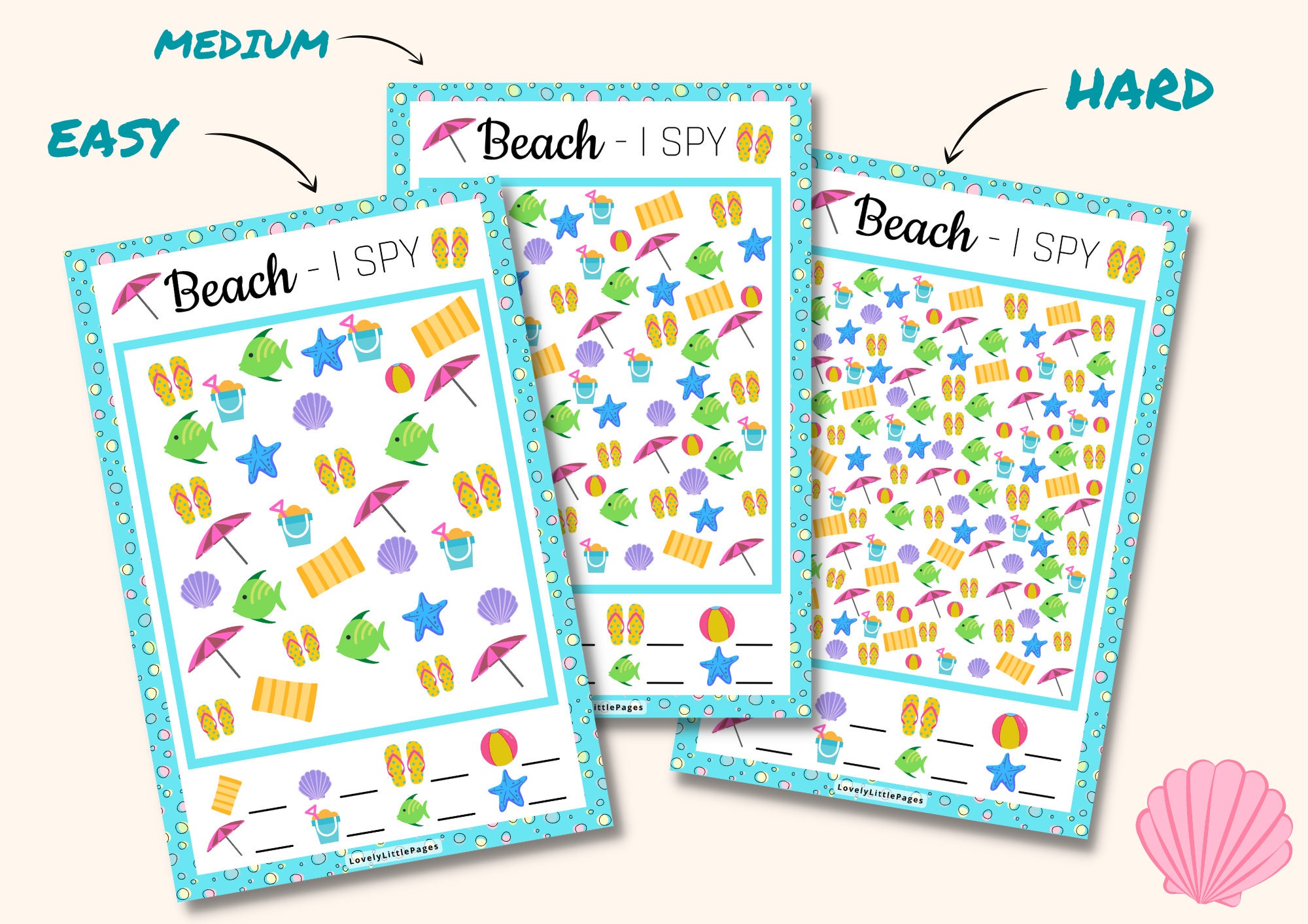 Summer I Spy | Kids Activity | Printable Game | Beach | Digital ...