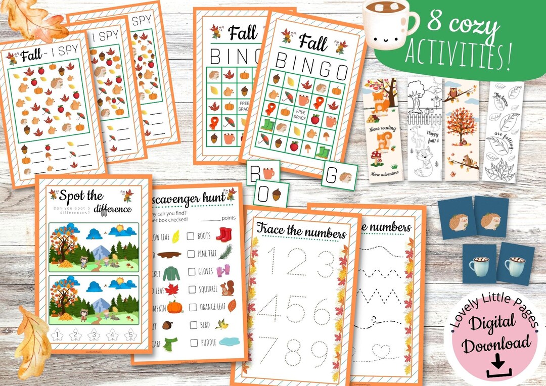 Fall Activity Kit: I Spy, Bingo, Bookmarks (digital Download) - Etsy