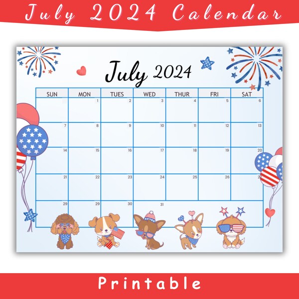 July 2024 Calendar - Etsy